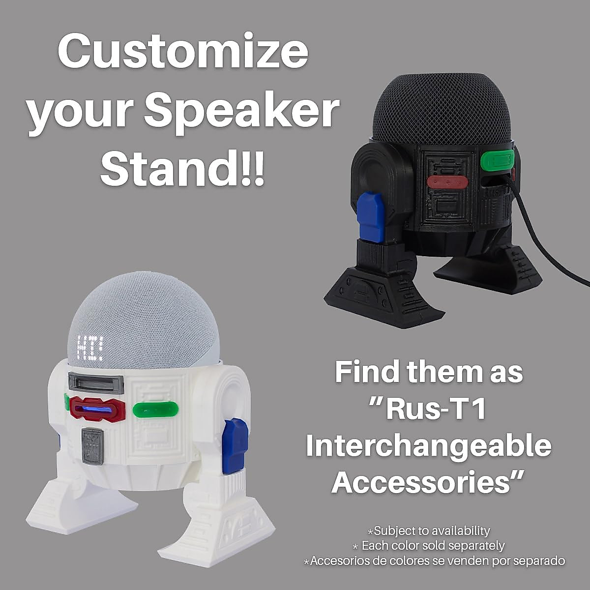 impremli Android Rus-T1 Stand Speaker Compatible with Alexa Echo Dot 3 Gen , 4 Gen , 5 Gen , HomePod Mini, Google Home Mini / Nest Mini y genericos (White/Blue)