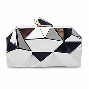 Emprier Womens Geometric Metal Evening Clutch Purse Fashion Small Evening Shoulder Bags Box Clutch Bags