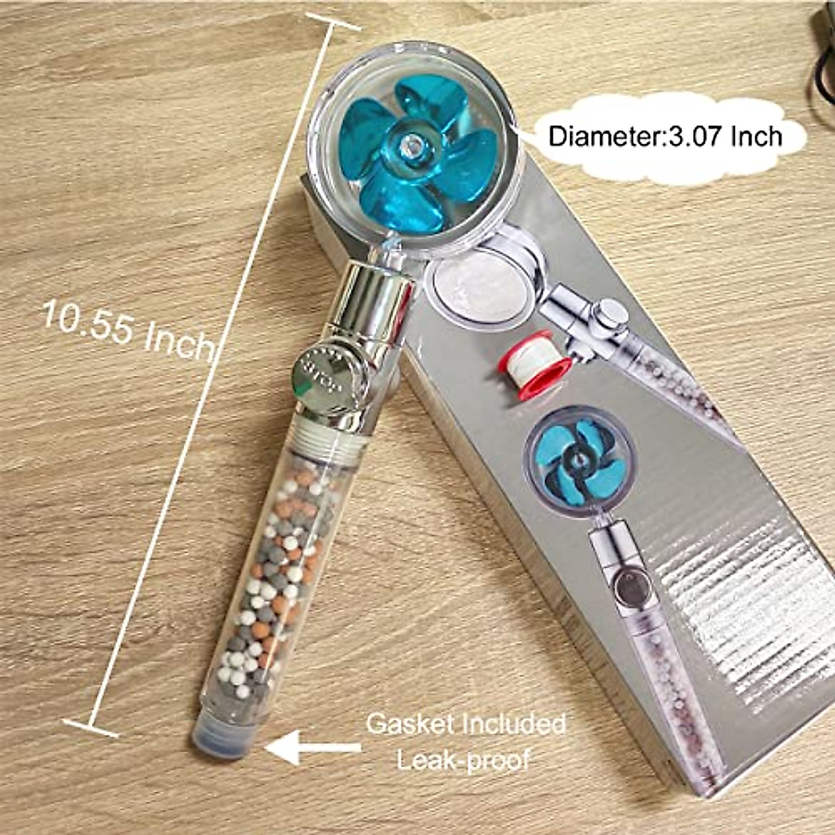 2022 High Pressure Filter Shower Head with Handheld, Hydro Jet Turbo Fan Shower Head with Mineral Beads, 360°Rotating Turbocharged Shower Head with Pause Switch, Removable and Easy to Install