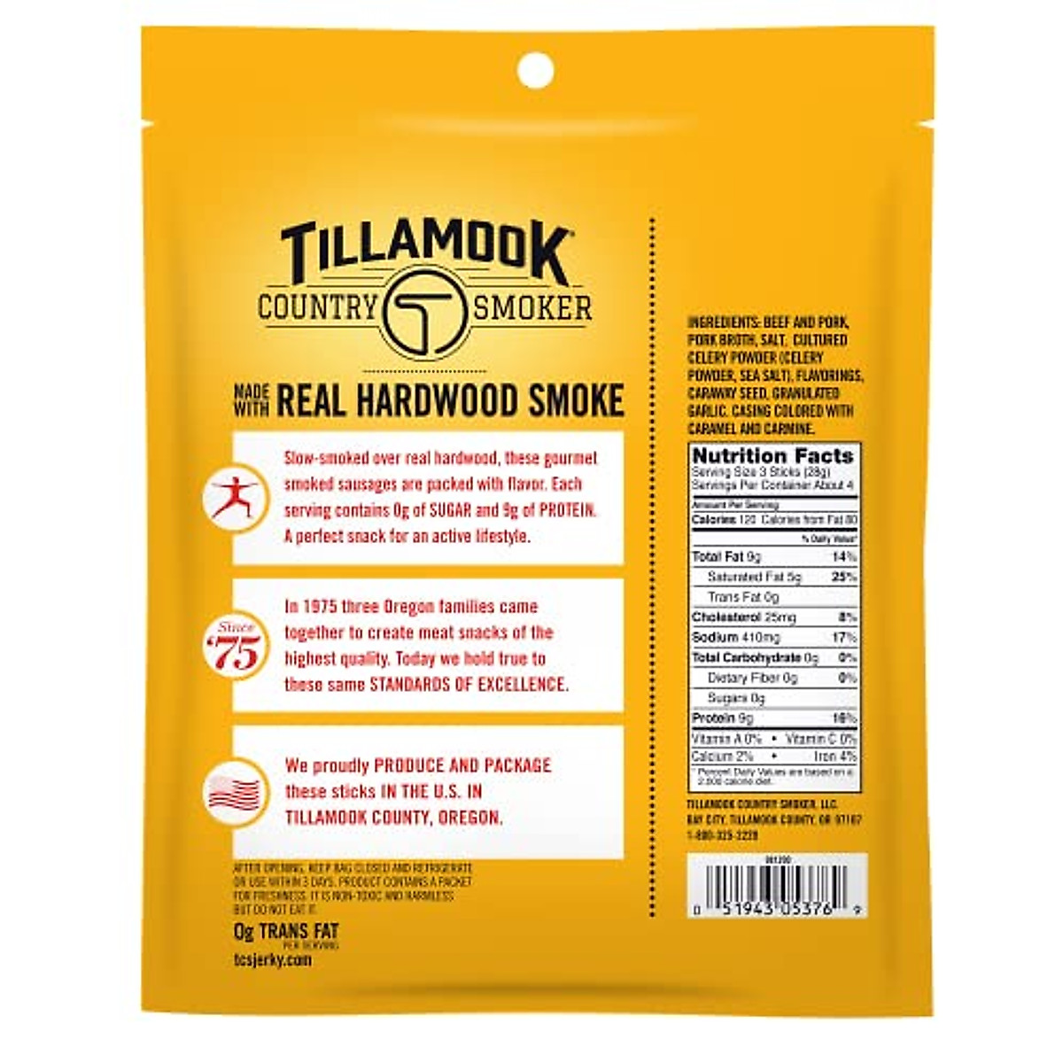 Tillamook Country Smoker Keto Friendly Zero Sugar Smoked Sausages, Original, 10 Ounce