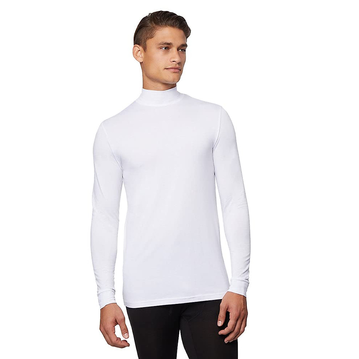 32 Degrees Men's Lightweight Baselayer Mock Top | Long Sleeve | Form Fitting | 4-Way Stretch | Thermal, White, X-Large