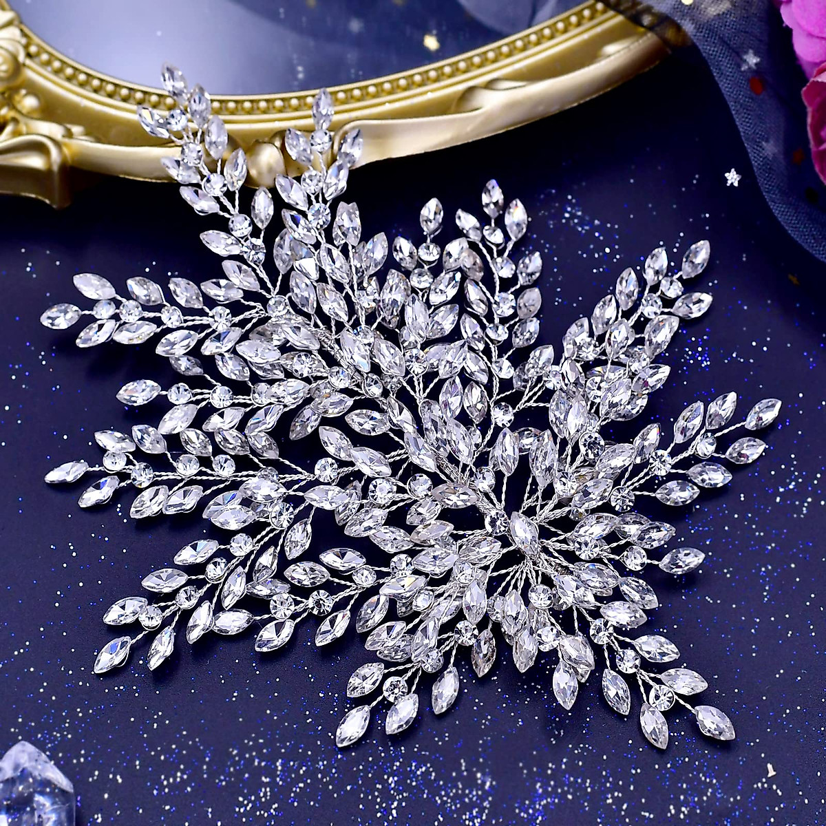 TRiXY Wedding Headband Bridal Hair Pieces Rhinestone Hair Accessories for Brides and Bridesmaids,Party Hair Accessories Headpieces for Women Silver HP438