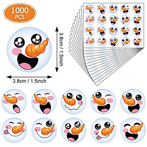 1000 Pieces Happy Snowman Stickers Christmas Stickers Snowman Roll Circle Face Stickers Winter Holiday Label Stickers Cute Seals Cards Fun Presents for Kids Xmas Party Decoration Supplies