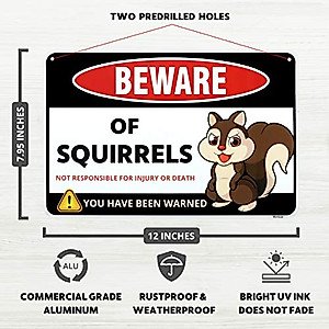 Venicor Squirrel Decor Sign - 8 x 12 Inches - Aluminum - Funny Squirrel Gifts for Squirrel Lovers - Squirrel Stickers Call Stuffed Plush