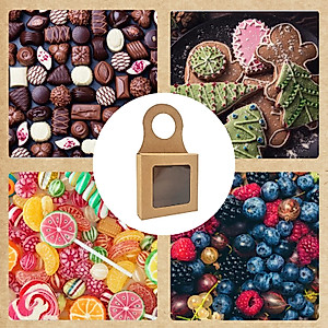 30 Count Kraft Paper Wine Bottle Box, Foldable Hanging Wine Boxes Gift Boxes with Window for Decoration Bottle Hanger Favor Box