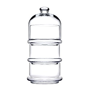 Pasabahce Patisserie Basic Set of 3 Stackable Domed Containers, Glass, Transparent, 12 x 26 cm, 12x26 cm