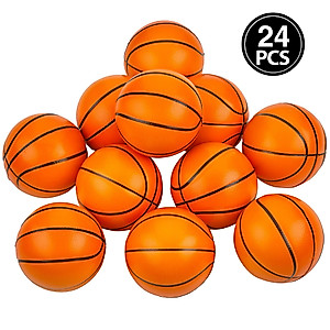 Mini Basketball Stress Balls - (Pack of 24) 2.5 Inch Small Foam Basketballs for Kids, Sports Theme Party Favor Toys Birthday Party Game, Stress Relief Squeeze Balls, Stocking Stuffers
