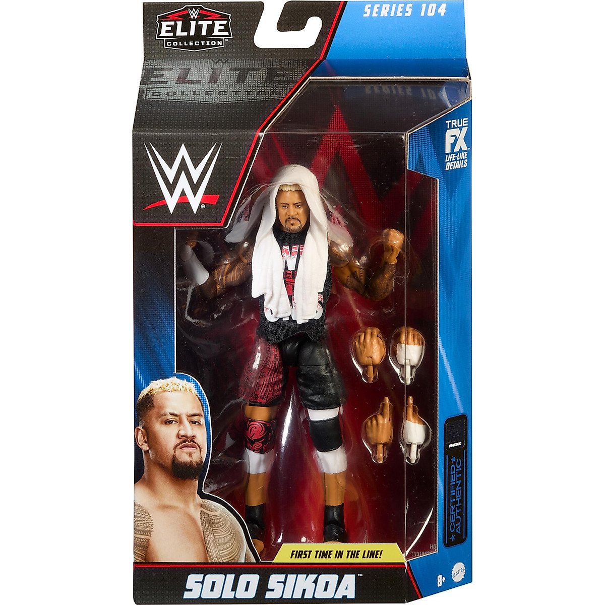 Mattel WWE Elite Action Figure & Accessories, Series #104 Solo Sikoa 6-inch Collectible with 25 Articulation Points & Swappable Hands