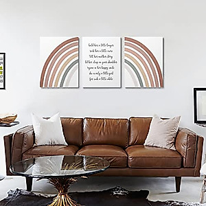 XWELLDAN Boho Rainbow Little Girl Wall Art Canvas Prints, Baby Shower Gifts for Girls, Modern Bohemia Wall Art Decor for Home Baby Girls Room Nursery Bedroom, 11 x 14 Inch Set of 3, Framed