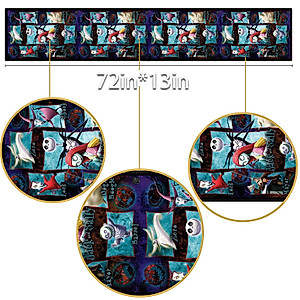 The Nightmare Before Christmas Table Runner Jack and Sally Theme Party Decoration Welcome Halloween Home Kitchen Dining Room Decor (13" x 72")