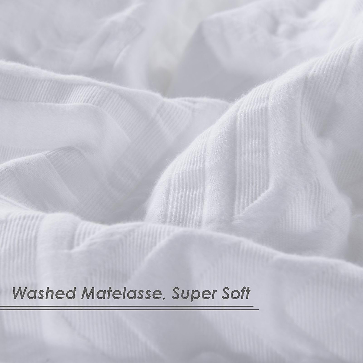 meadow park Matelasse Duvet Cover Set, King Size, 3 Pieces Pack, 100% Cotton, Pre-Washed, Soft & Cozy, Woven Jacquard Textured, Geo Design, White