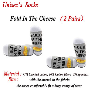 JXGZSO 2 Pairs Fold In The Cheese Socks Gift For Fans (Fold In The Cheese)