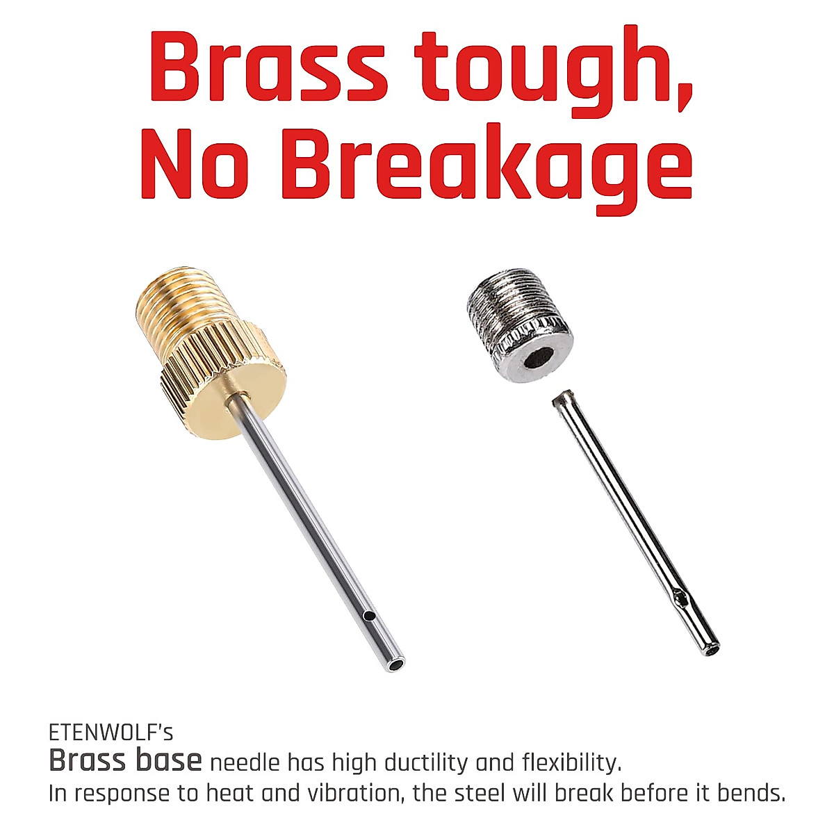 ETENWOLF Ball Pump Needles 4 Pack, Brass Head and Stainless Steel Body with Storage Case, for Football Basketballs Soccer Balls Volleyballs Rugby Balls