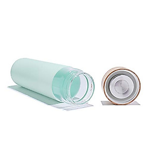 Yomious 20 Oz Borosilicate Glass Water Bottle with Bamboo Lid and Silicone Sleeve – Reusable BPA Free – Glass Drinking Bottle with Lids - Cute Glass Bottle for Women - Glass Shaker Bottle