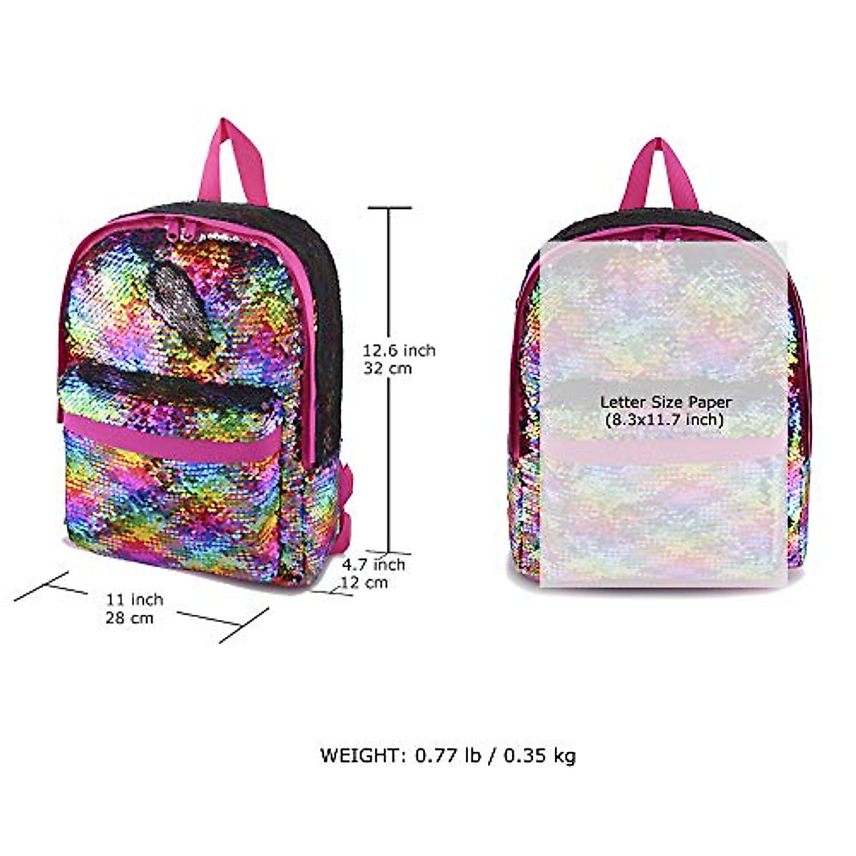 Le Vasty Mini Sequin Backpack for Little Girls Kids Women Fashion Small Daypacks Purse for ladies Magic Mermaid Sparkly Back Pack(Rainbow)
