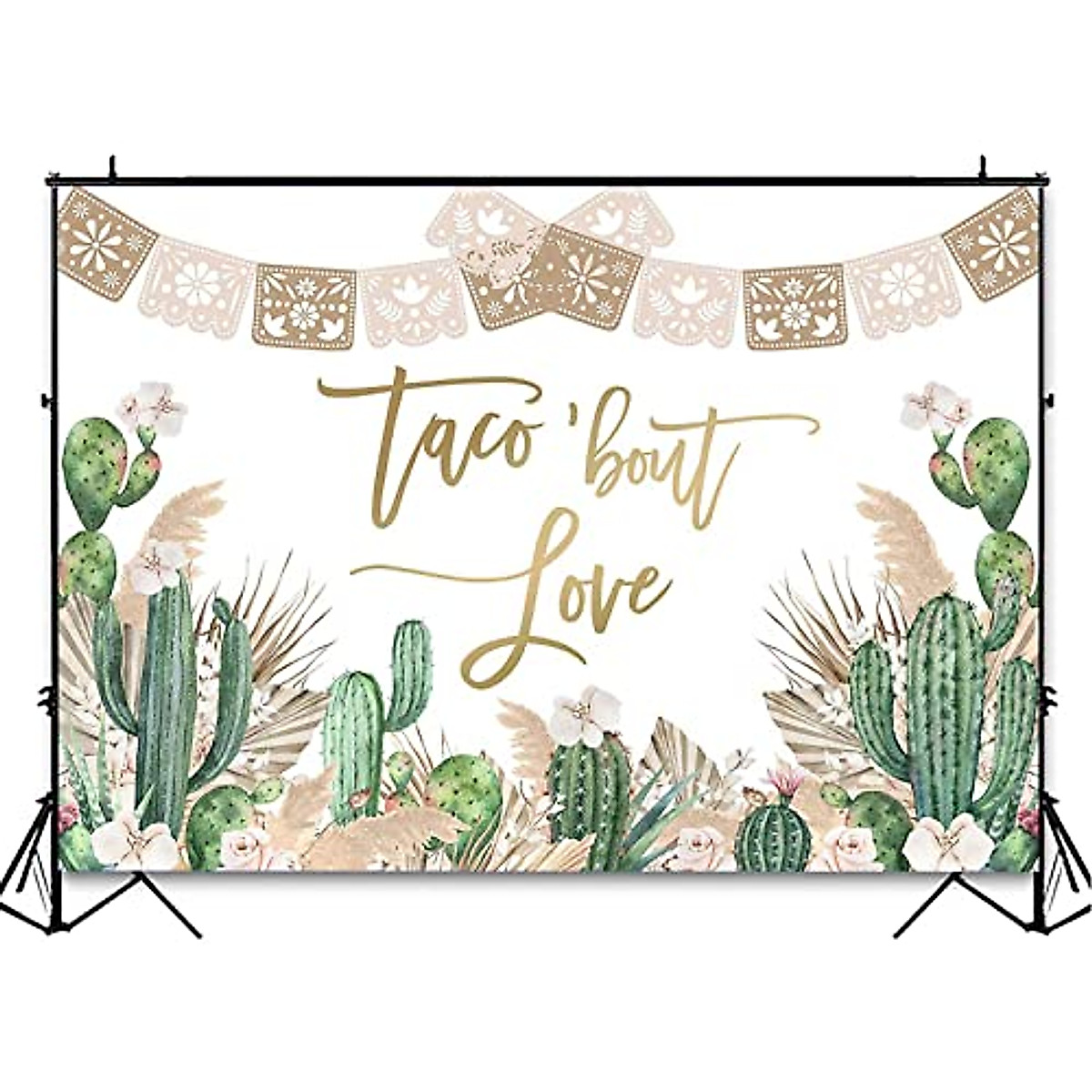 Avezano Taco Bout Love Bridal Shower Backdrop Boho Pampas Grass Bridal Shower Photography Background Fiesta Cactus Mexican Bridal Shower Bachelorette Wedding Party Decoration Photoshoot (7x5ft)