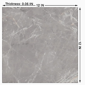 WESTICK Grey Marble Vinyl Flooring Peel and Stick Floor Tile Thick Waterproof Marble Flooring Tiles Removable Waterproof Vinyl Tile for Floor Kitchen Bedroom Bathroom Living Room 5 PCS 12 x 12 in