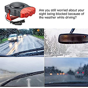 Car Heater 12V - Fast Heating Defrost Defogger, 2 in1 Fast Heating & Cooling Fan, Outlet Plug in Cigarette Lighte, Automobile Windscreen Fan for All Cars Portable Electronic Car Heaters