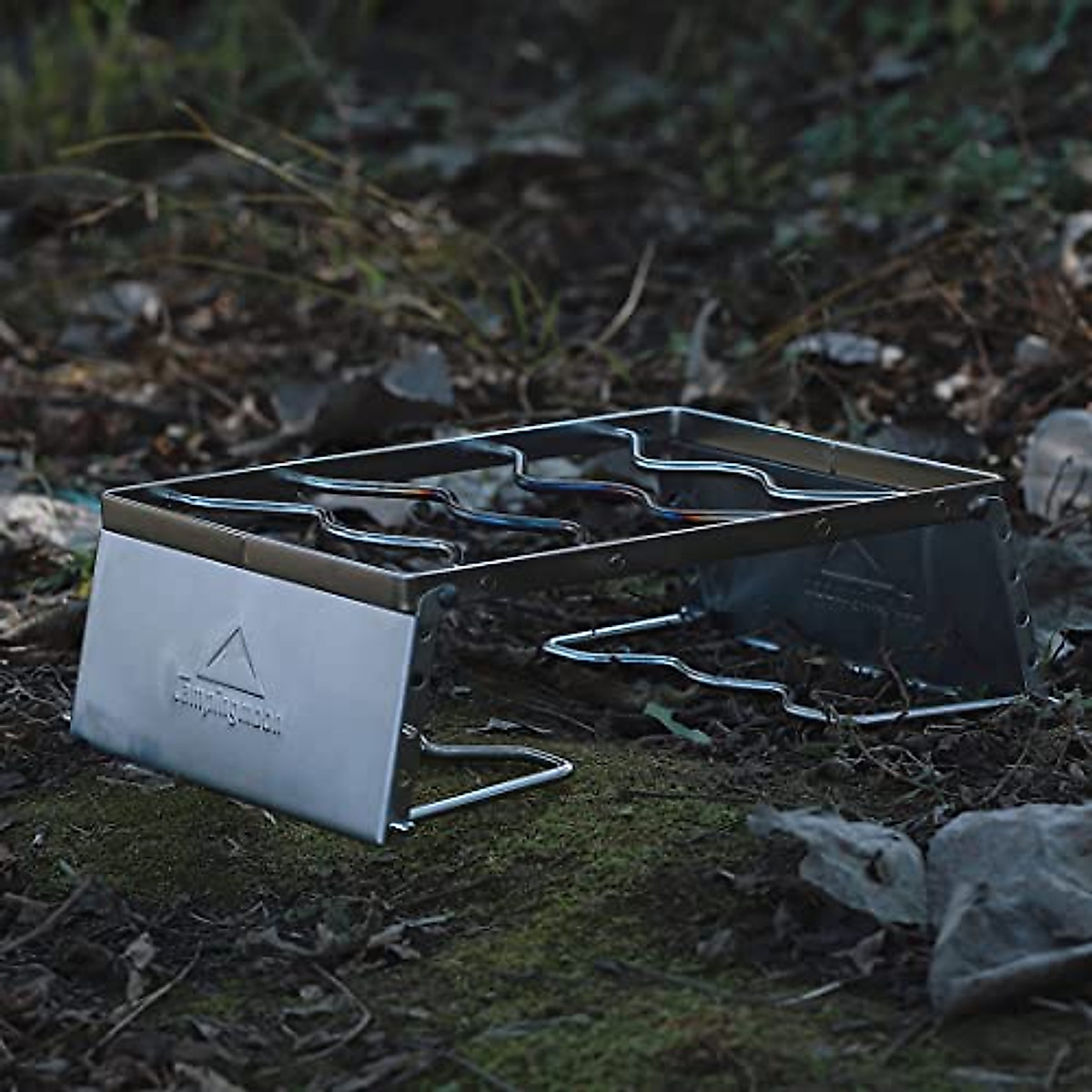 CAMPINGMOON 304 Stainless Steel Portable Open Fire Campfire Grill for Dutch Oven Cooking Ware with Windscreen Legs and Carrying Bag MS-1018