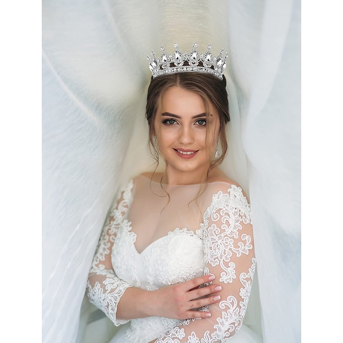 COCIDE Silver Crown for Women Crystal Wedding Tiara and Crowns for Girls Rhinestones Queen Headband Princess Hair Accessories for Big Kids Party Bridal Birthday Prom Costume Cosplay