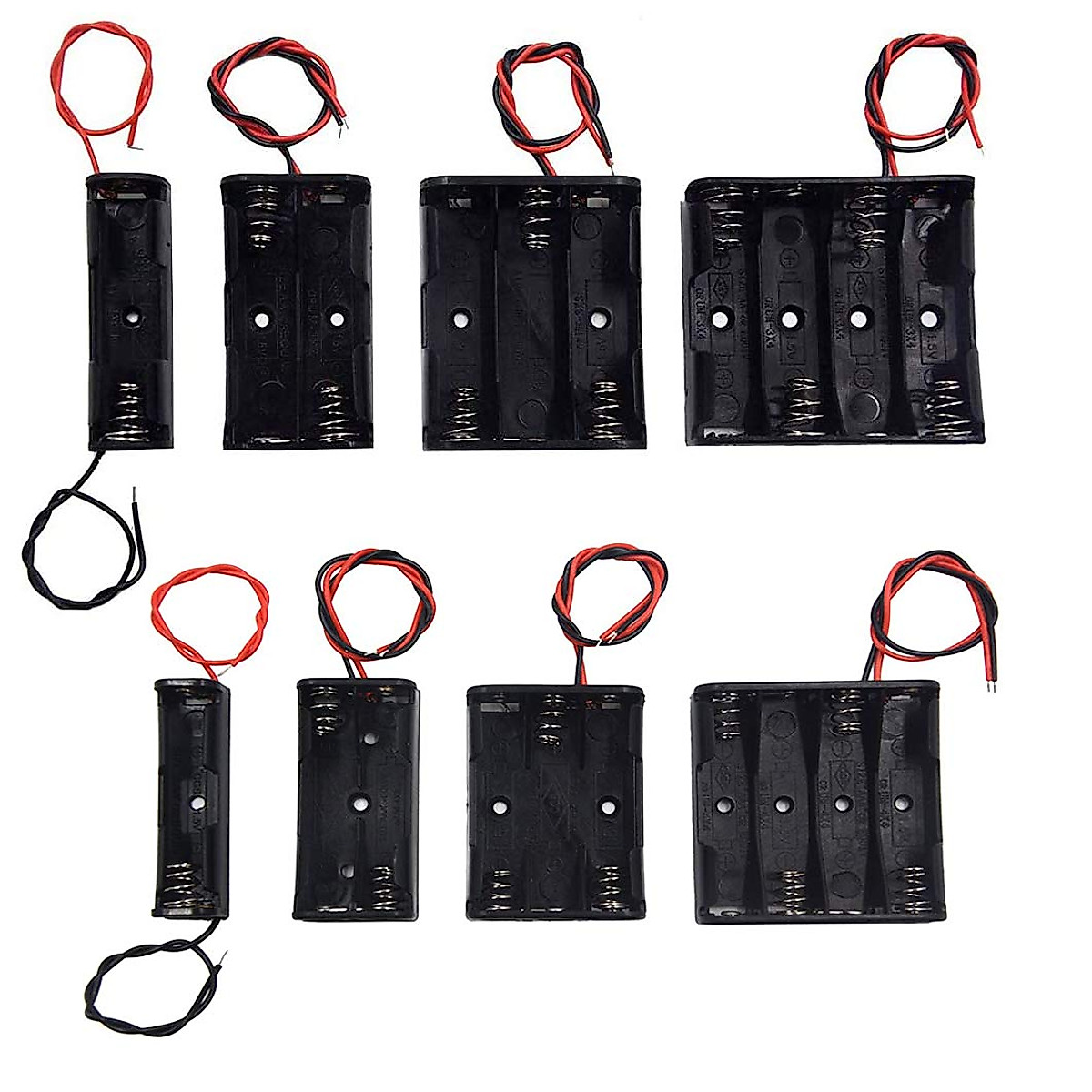 (Pack of 8)AA and AAA Battery Holders: 1Pc 1 AA Holder, 1Pc 2 AA Battery Holder, 1Pc 3 AA Holder, 1Pc 4 AA Battery Holder, 1Pc 1AAA Holder, 1Pc 2 AAA Battery Holder, 1Pc 3 AAA Holder, 1Pc 4 AAA Holder