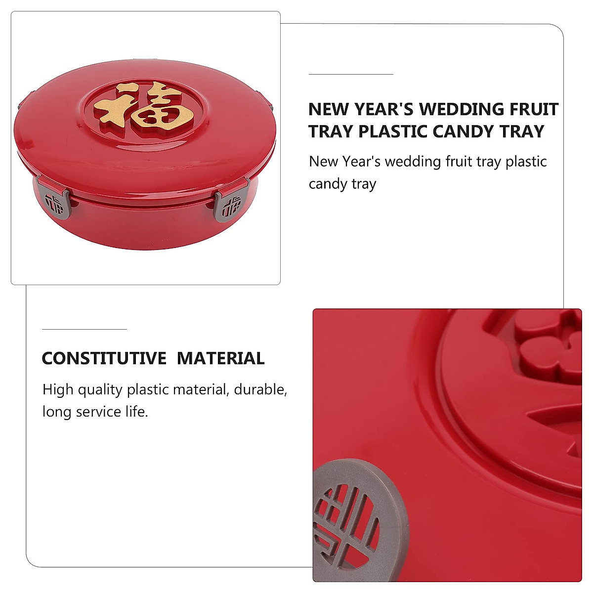 DOITOOL 1pc New Year Snack Tray Multi- Grid Food Serving Tray Plastic Candy Box Snack Box