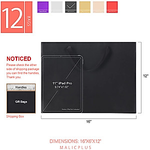 MALICPLUS 12 Extra Large Gift Bags 16x6x12 Inches, Matte Black Large Gift Bags with Handles for All Occasions Grain Texture Finish