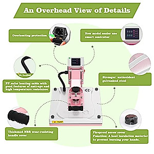 O BOSSTOP Upgrade Clamshell Heat Press 15x15,DIY Digital Industrial-Quality Sublimation Heat Press Machine for T- Shirt Printing,Rhinestone HTV Vinyl Heat Press for Home Use,Businessman(CE/ROHS,Pink)