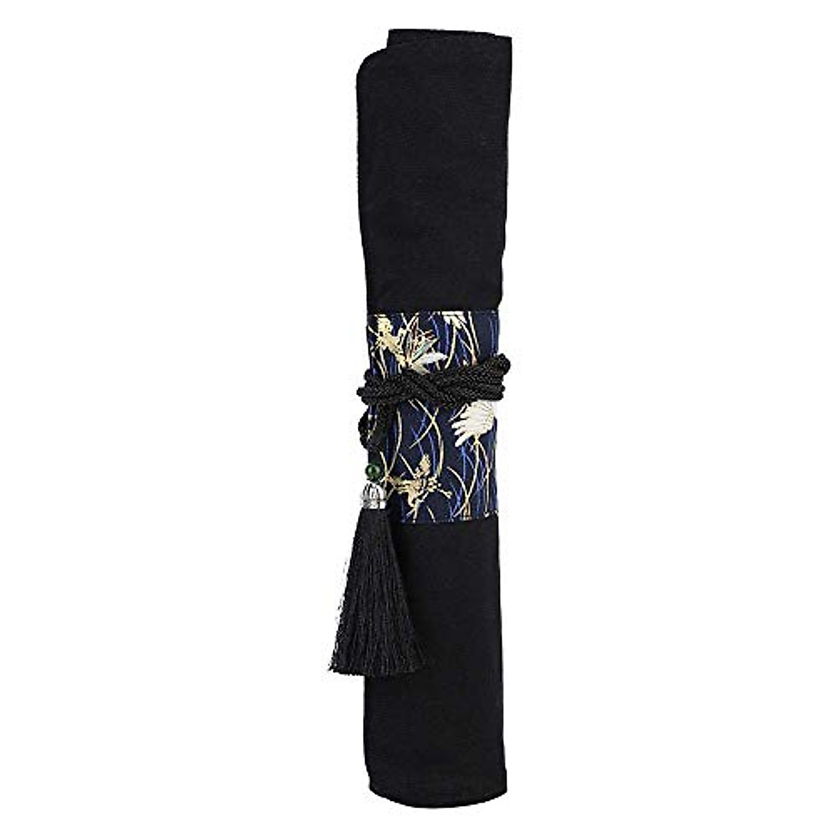 Handmade Fabric Pen Case Holders Canvas Paint Brush Roll Up Pencil Bag Pouch with Pockets & Tassel Wrap Large Capacity