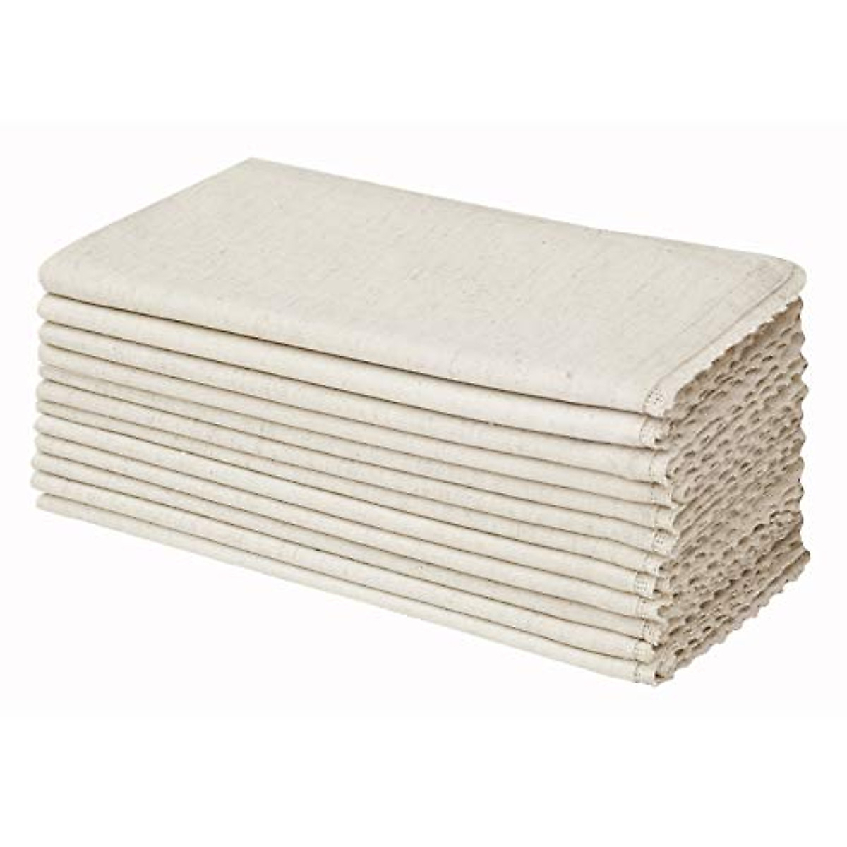 COTTON CRAFT Flax Linen Cloth Napkins with Lace - Set of 12 Lunch Dinner Napkins - Elegant Everyday Fall Harvest Thanksgiving Holiday Table Napkin - Washable Reusable Napkin - Oversized 20x20- Natural
