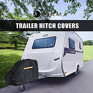 Andacar Caravan Hitch Cover, Waterproof Trailer Jack Cover Universal Trailer Hitch Covers Rain Snow Dust-Proof Hitch Ball Cover-36x24x6 inch.