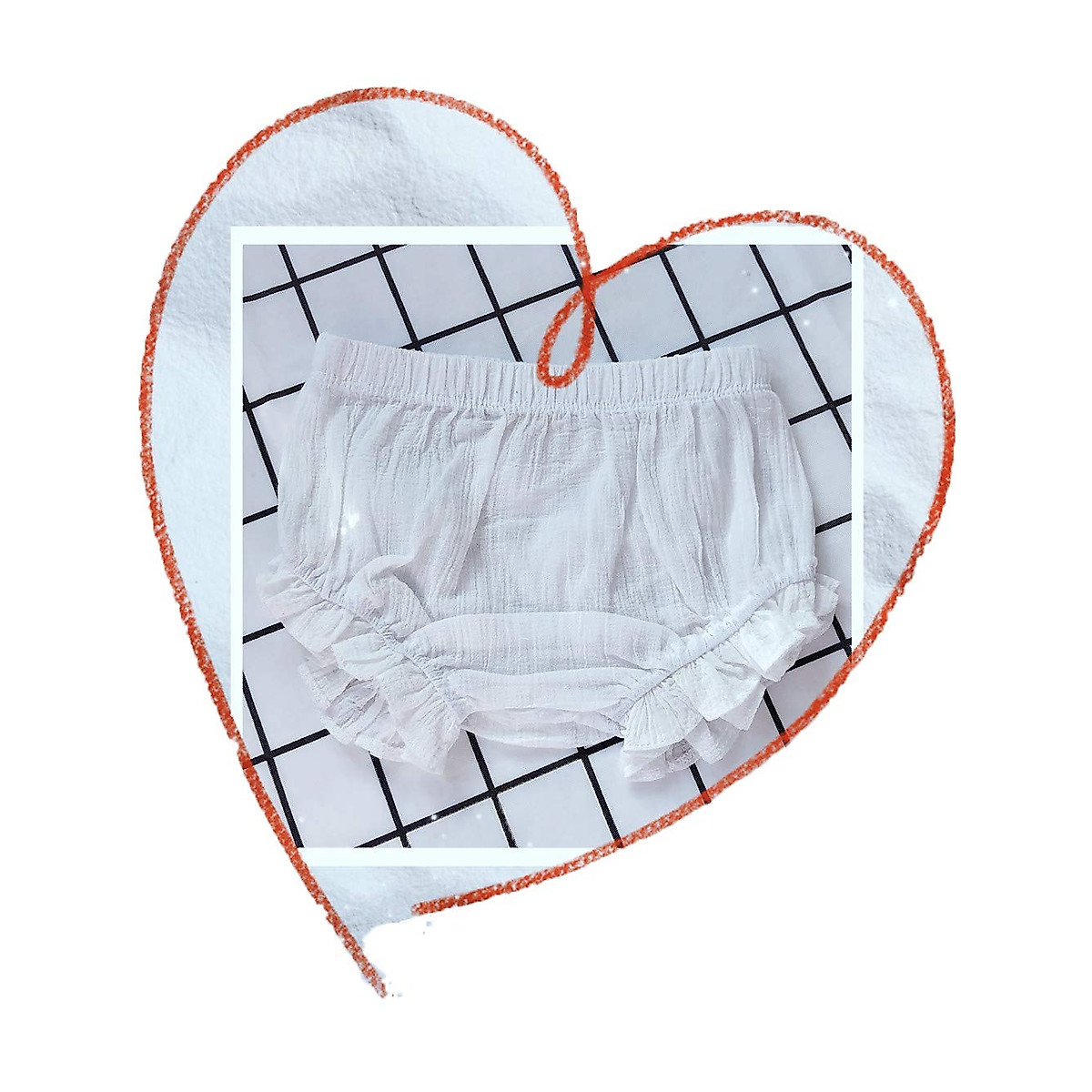 LOOLY Newborn Toddler Kids Cotton Linen Ruffle Bloomer Shorts Diaper Cover 0-2T(100,A-White)