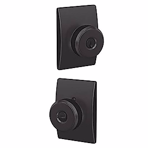 SCHLAGE F51A BWE 622 CEN Bowery Knob with Century Trim Keyed Entry Lock, Matte Black