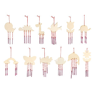 MILISTEN 12pcs Wind Chime Kit for Boys Girls to Build and Paint Arts and Crafts for Ages 4-6 6-8 8-12 DIY Wooden Animal Wind Chime Craft Kits for Garden Home Decoration