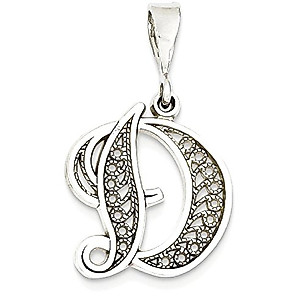 14K White Gold Dainty Letter D Initial Name Monogram Necklace Charm Pendant Only