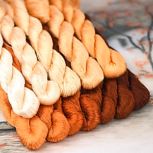 MINGGUXIUYI Natural 100% Silk Thread, Handmade Embroidery Thread, Silk Embroidery Thread 1440 Yards, 12 Colors(76)