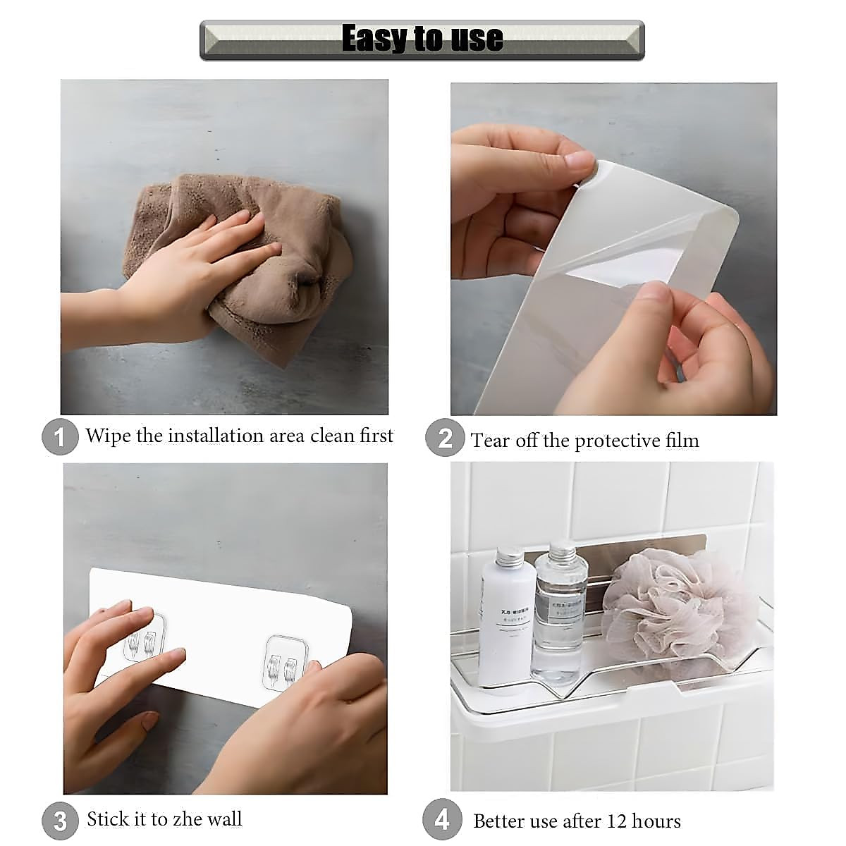 12 PCS Adhesive Shower Hooks for Replacement, Transparent Suction Cup Hooks for Shower No Drilling Shower Caddy Adhesive Replacement for Bathroom and Kitchen