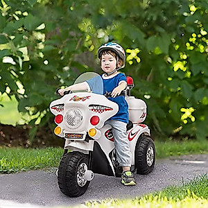 Aosom 6V Kids Motorcycle Dirt Bike Electric Battery-Powered Ride-On Toy Off-Road Street Bike with Music & Horn Buttons, Stable 3-Wheel Design, & Rear Storage Space, White