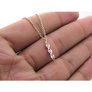 Dazzlingrock Collection Round Pink Sapphire Ladies Twist 3 Stone Infinity Pendant (Color Pink, Clarity Highly Included), 10K Yellow Gold