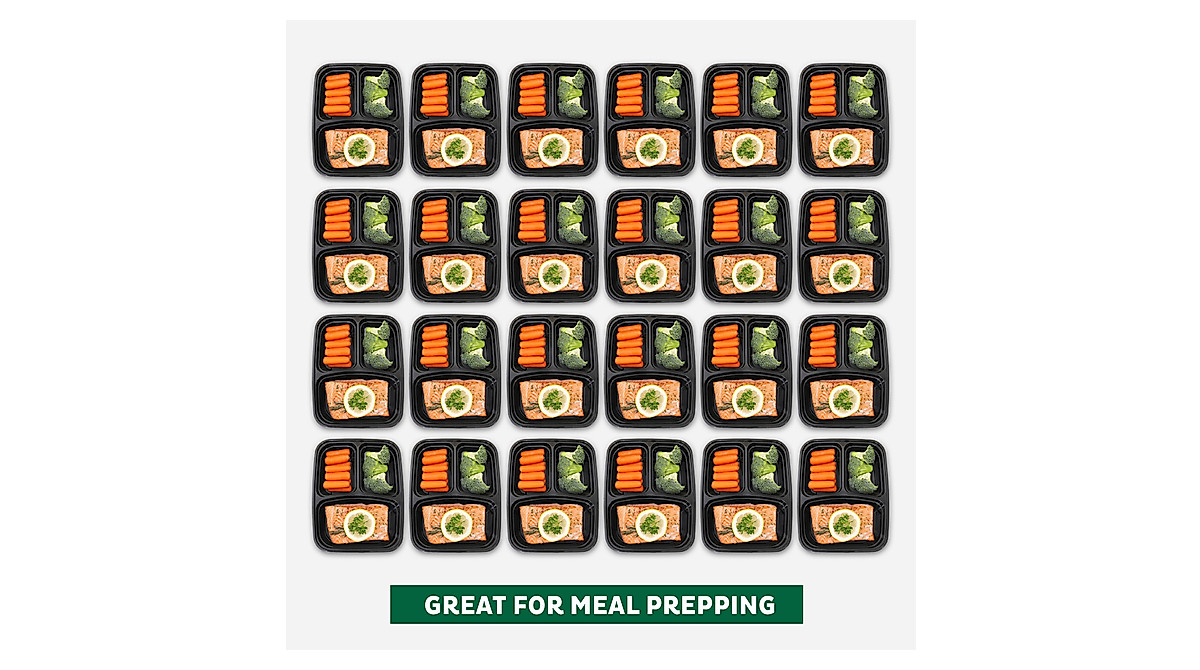 Freshware 150-Pack 3-Compartment Meal Prep Containers - Durable & Safe