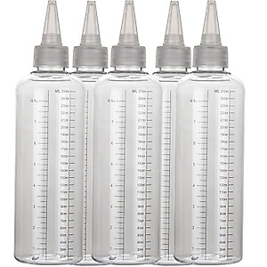 5pcs 260ml Twist bottle Liquid bottle Steel Bottles squeezable dropping bottler for Flavorings and liquid (Transparent, 260ml)