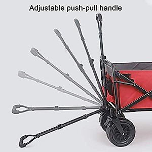 Suuim Collapsible Folding Wagon, Utility Carts Folding Wagon Multifunctional Foldable Camping Cart, 12 Bearing Universal Wheel Trolley, Seat Belt Design, 4