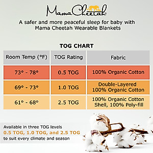 Mama Cheetah Toddler Sleep Sack with Feet 2T, 0.5 TOG Organic Cotton Baby Wearable Blankets with Legs, Baby Sleeping Bag for Walkers, Early Walker Medium