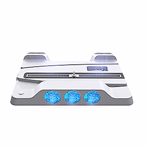 PS5 Vertical Stand with 3 Cooling Fan and Dual Controller Charger Station for Playstation 5 PS5 Digital/Disc Edition Console with 1 Type-C to Type-C Charging Cable