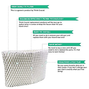 Crucial Air Replacement Air Filters Compatible with Vicks Part WF2 Humidifier Models V3500N, V3100, V3900, V3700 Sunbeam 1118, Honeywell HCM 350 - Home Humidifier, Vacuum Cleaners (2 Pack)