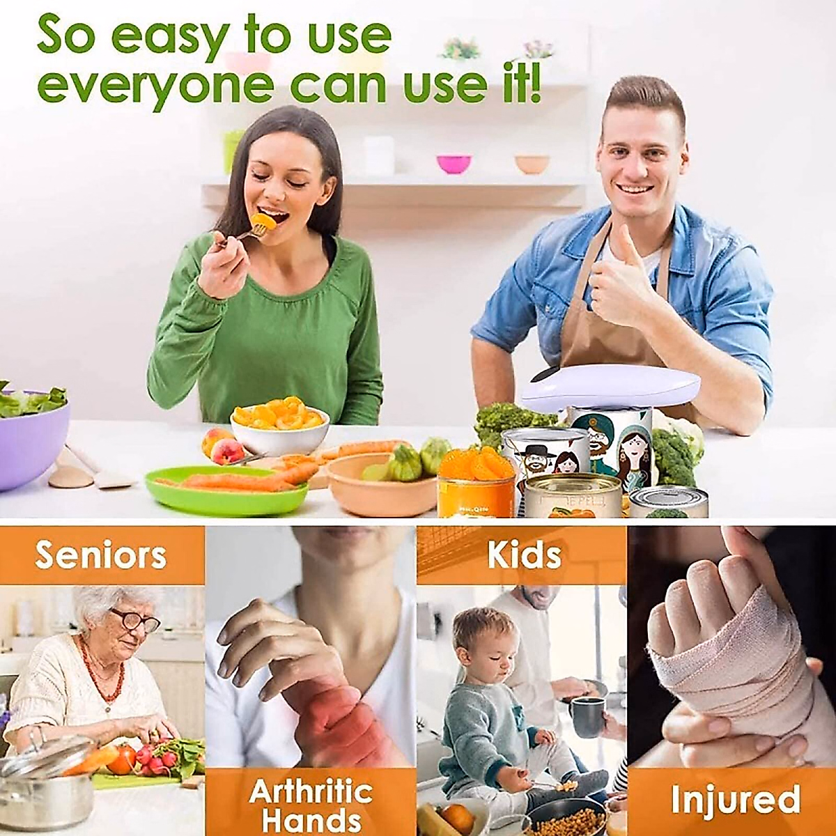 Yinuoday Electric Can Opener with Manual Bottle Opener Battery Operated Handheld Can Opener Smooth Edge Automatic Can Opener for Most Sized Cans