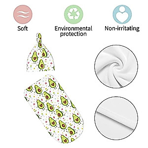 Cute Avocado Baby Stuff Newborn Baby Swaddle Blanket Swaddle Wrap Soft Sleep Sacks Stretchy Blankets with Hat for Boy Girl Infants Gifts