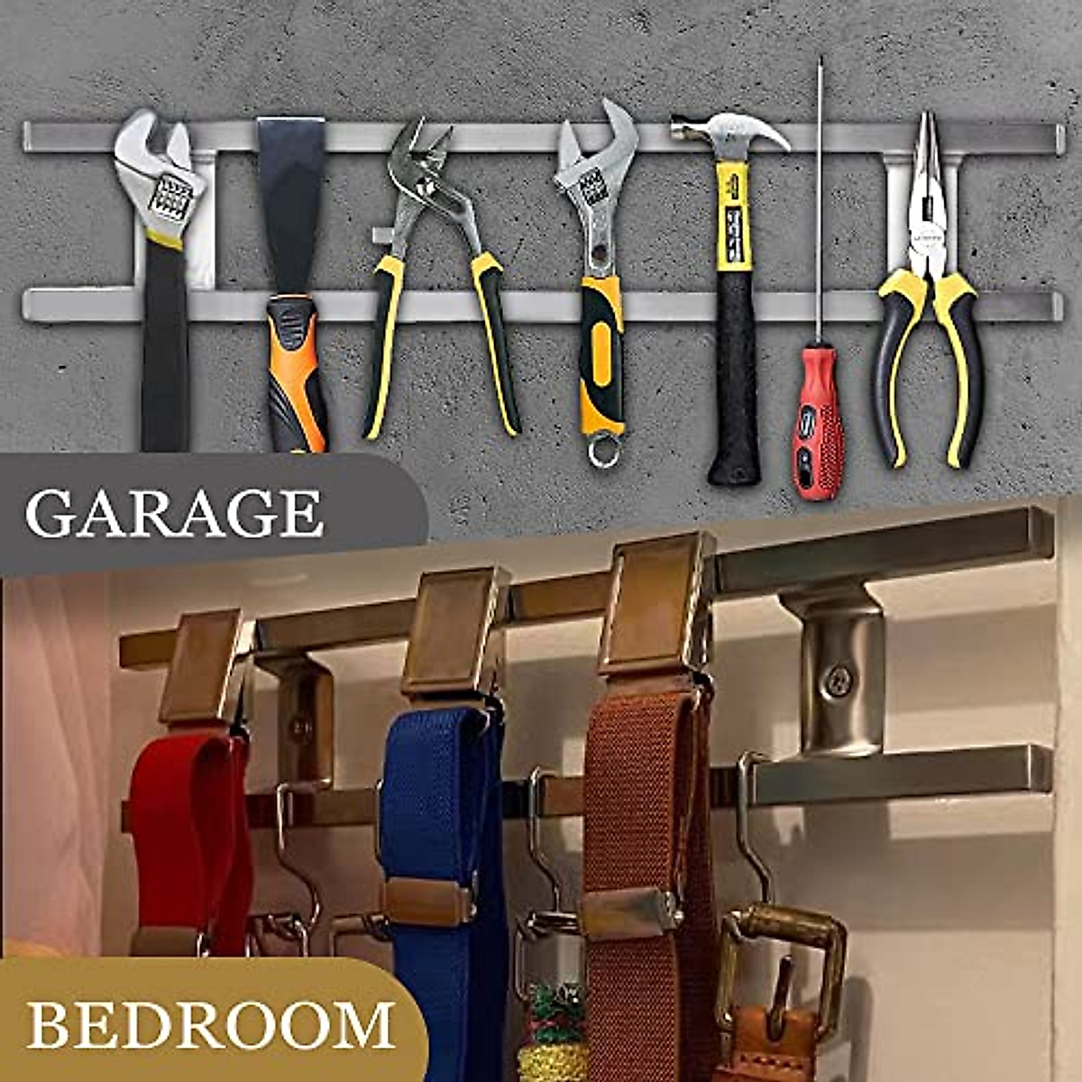 18 Inch Magnetic Knife Holder for Wall Mount-Magnetic Knife Strips with 12 Hook-304 Stainless Steel Wall Magnetic Knife Bar Rack-Knife Block-Knife Rack-Utensil Hanger-Kitchen Utensil Holder