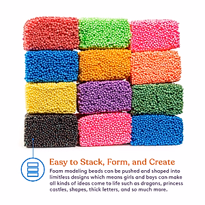 Special Supplies Fun Foam Modeling Foam Beads Play Kit, 12 Blocks Children’s Educational Clay for Arts Crafts Kindergarten, Preschool Kids Toys Develop Creativity, Motor Skills, Reusable Container