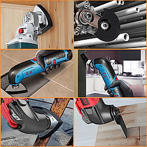 84 Pcs Oscillating Tool Blades, Quick Release Oscillating Saw Blades Wood Metal Plastic Multitool Blades kit with Sandpaper Compatible with Dewalt, Milwaukee, Makita, Ryobi, Rockwell, Bosch